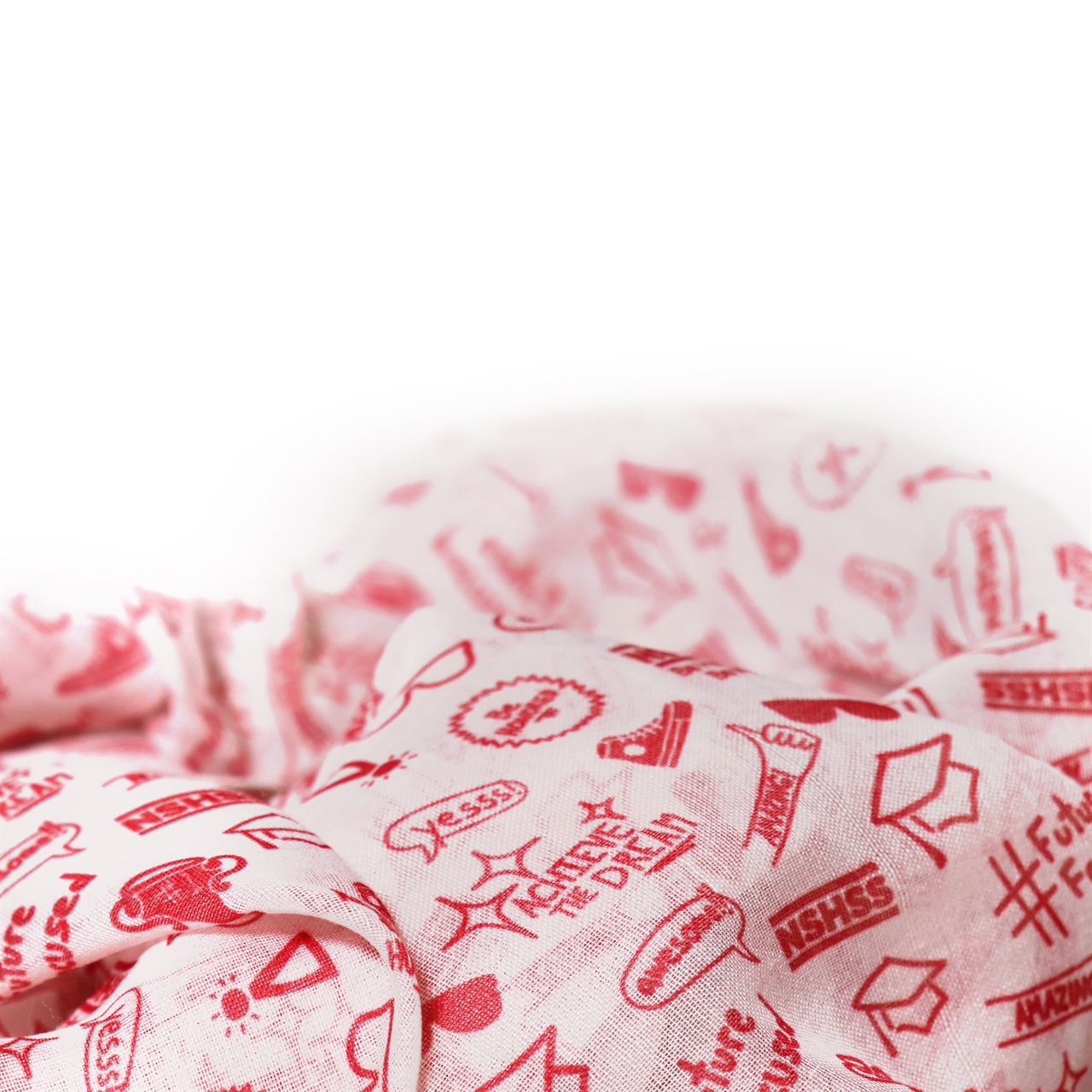 NSHSS Member Store- NSHSS Flat Scarf (White w/Red Logos)